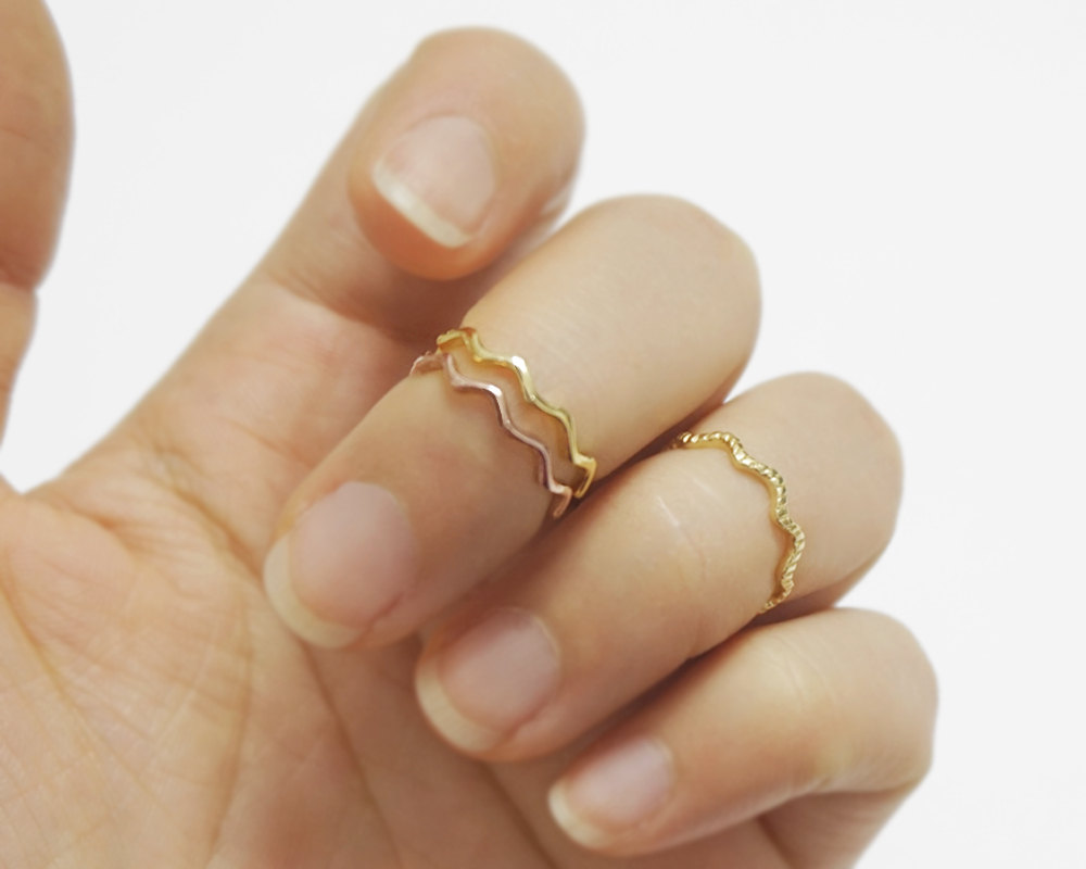 Simple Wave Pattern Ring,sterling Silver,rose Gold Ring,chevron Ring ...