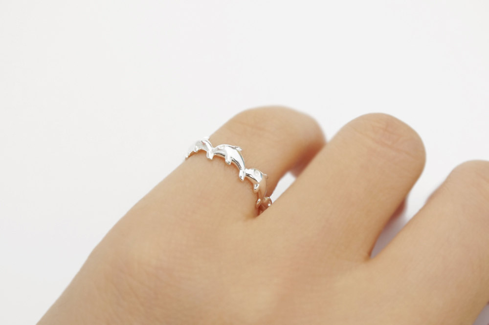Silver Dolphin Ring,sterling Silver,adjustable Ring,knuckle Ring,cute ...